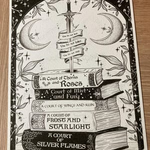 Tolkien Inspired Hand Drawn Book Stack Illustration Print // Lotr ...