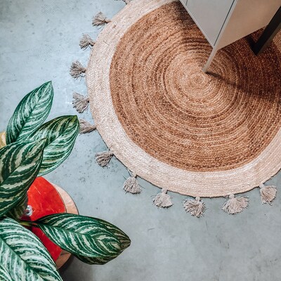 Extra Large Jute Rug in Warm White. Ecologic Jute and Herb Dye Rug ...