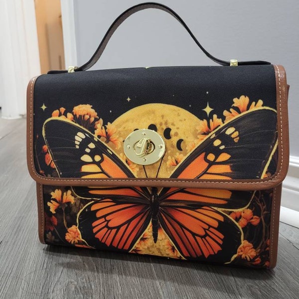 Butterfly Cottagecore Canvas Satchel Bag, Cottagecore Purse for Women ...