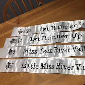 Custom Embroidered Pageant Sash With Cursive Font - Etsy