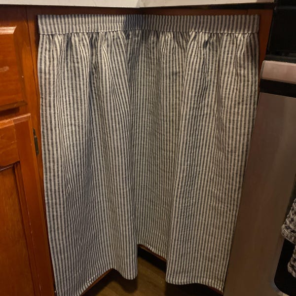 Linen Window Valance With Bows, Farmhouse Balloon Shade, Faux Tie ...