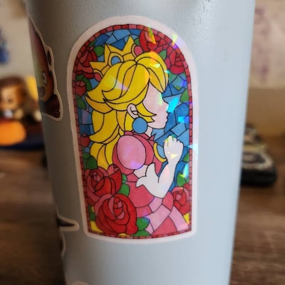 Princess Peach Stained Glass Window Holographic Sticker - Etsy