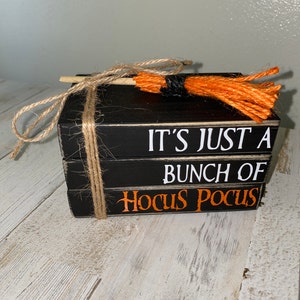 Halloween Mini Wood Book Stack/ Halloween Wood Book Stack/ Wood Books ...