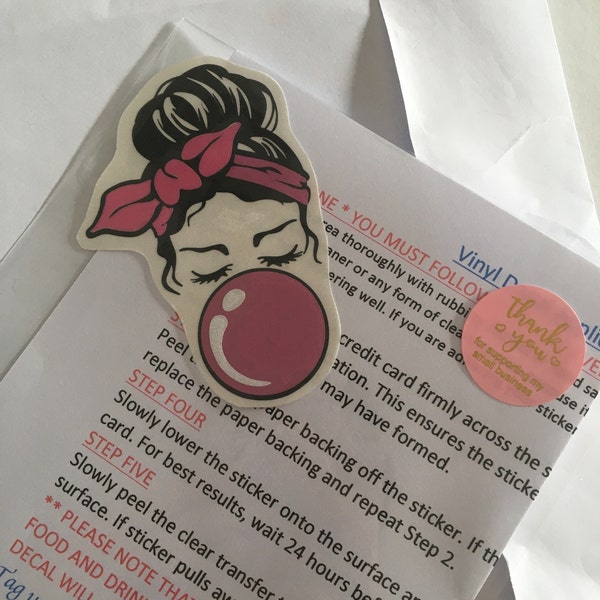 Messy Bun Mum Life Bubblegum Bubble Vinyl Decal/sticker - Etsy