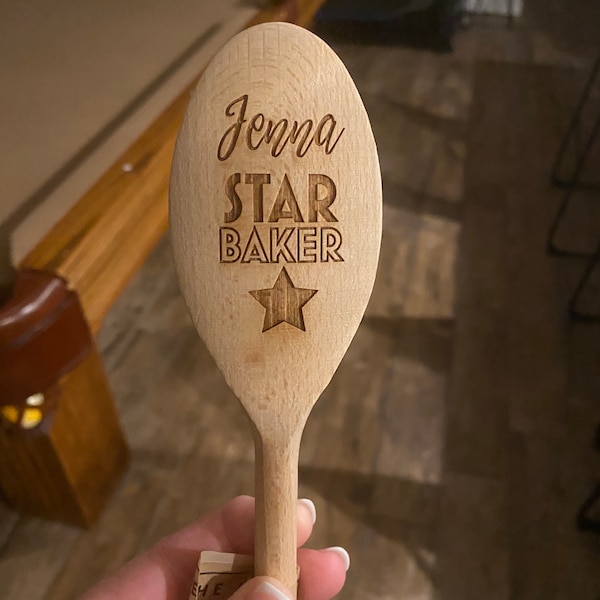 Star Baker Personalised Engraved Wooden Spoon, Cooking, Baking Gift ...
