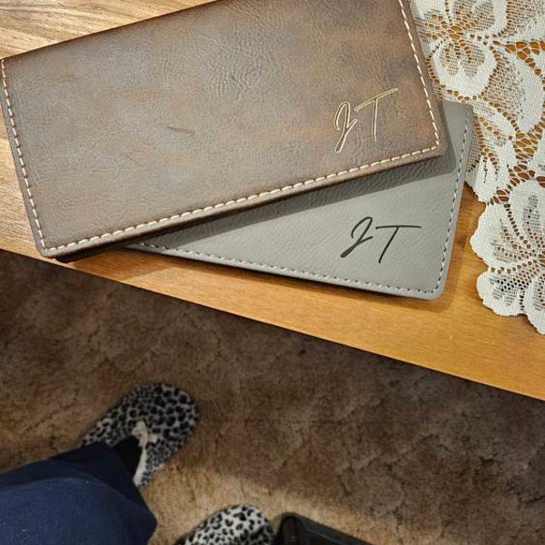 Personalized Checkbook Cover, Customized Leather Checkbook, Engraved ...
