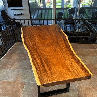Live Edge Dining Table Kiln Dried Custom Monkey Pod Slabs - Etsy