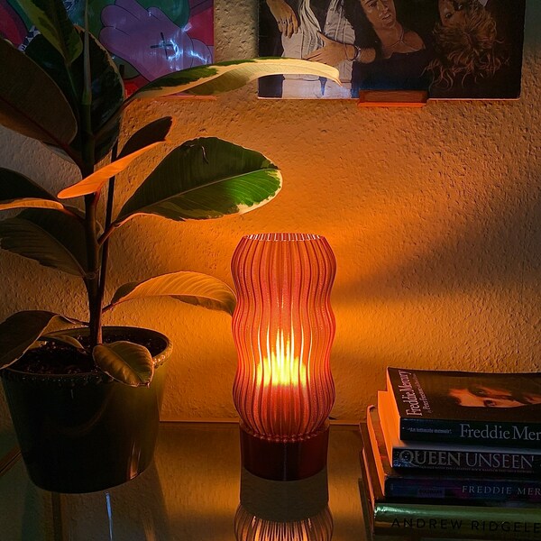 WAVY X AMBER · Japandi Table Lamp · Warm Orange Glow · Handmade From ...