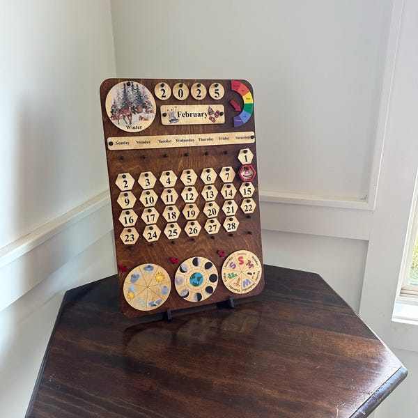 Wooden Perpetual Calendar for Kids,montessori Classroom, Homeschool ...