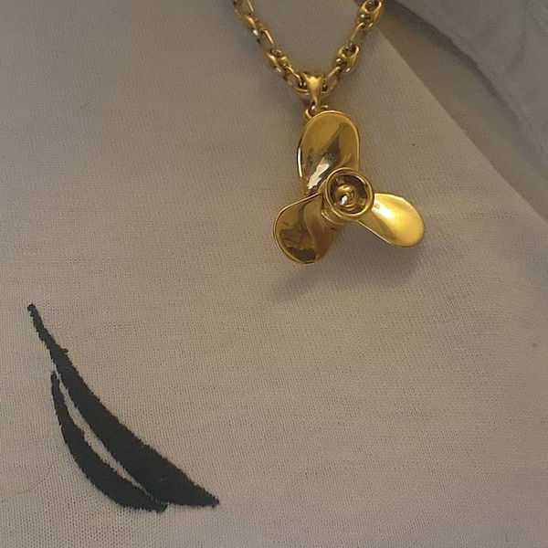 14k Gold Spinning Boat Propeller Necklace, Spinnable Boat Propeller ...