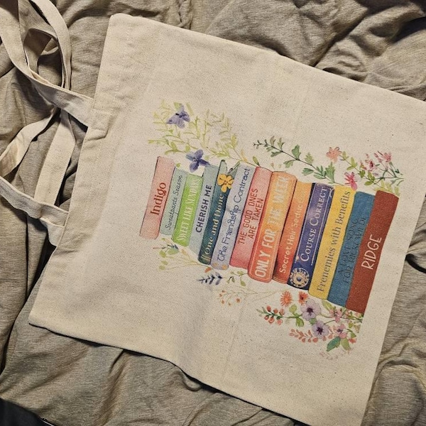 Personalized Bookshelf Tote Bag: Floral Cottagecore Book Lover Gift - Etsy
