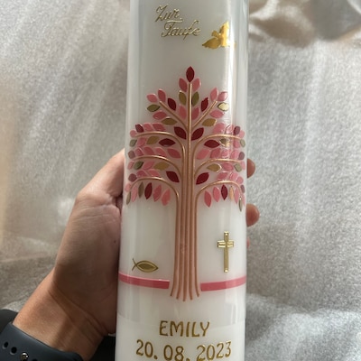 Candle Christening Tree of Life With Rainbow Leaves, Doves, Fish ...