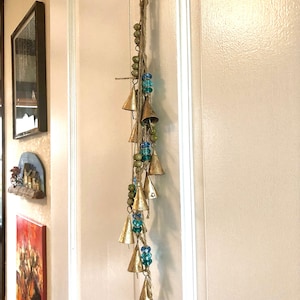 Bells on String With BLUE Ceramic Beads Rustic Windchime - Etsy