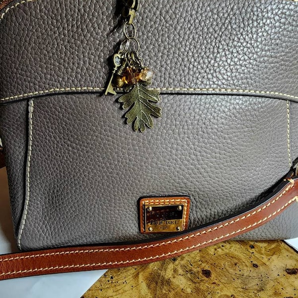 Rustic Autumn Purse Charm - Oak Leaf - Acorn - Brown Beads - Small ...