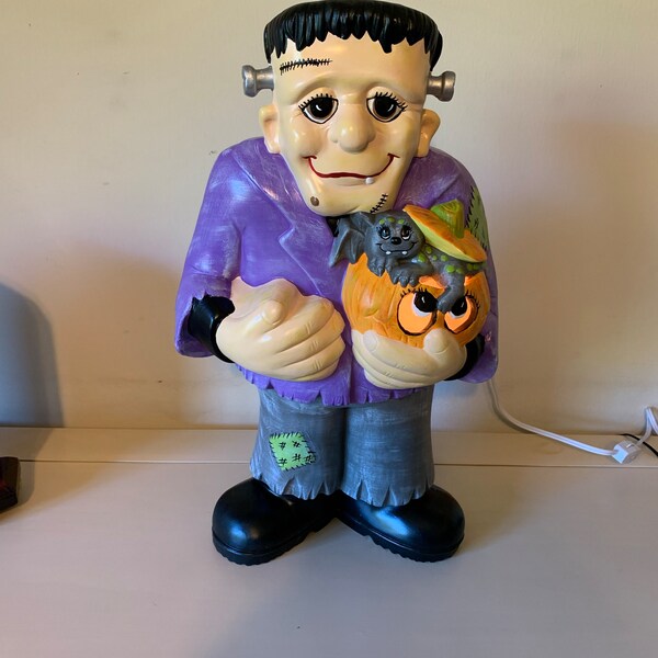 Ceramic Lighted a Frankenstein, Lighted Halloween, Frankie Statue ...