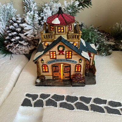 Vintage Ceramic Mold Village Scene Lighted Blue Sparkly 16 - Etsy