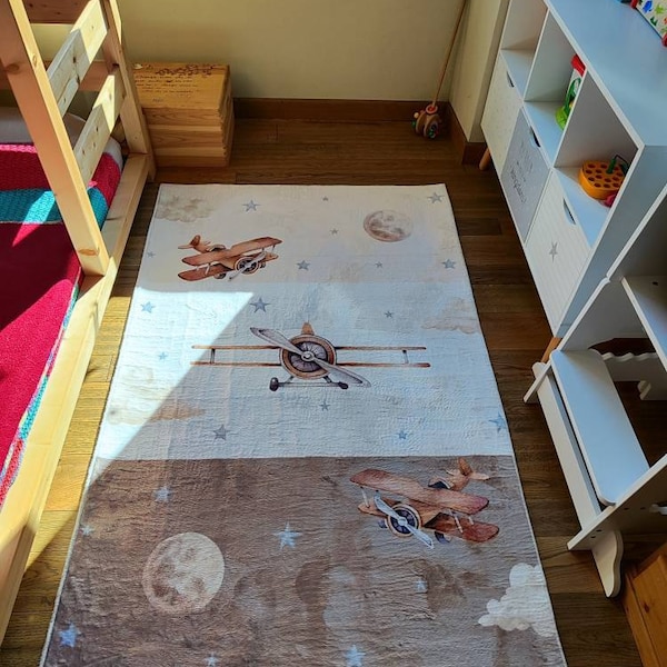 Cute Safari Themed Carpet With Car, Baby Gift, Area Rug,hot Air Balloon ...