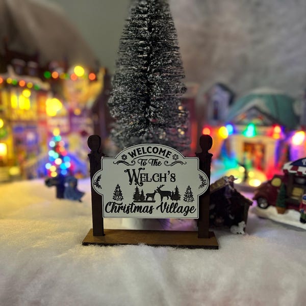 Personalized Christmas Village Sign, Welcome to Our Village Sign ...