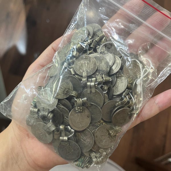 100 VINTAGE Banjara Tribal Kuchi COINS Pendants With Loops LOT Belly ...