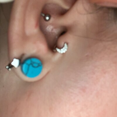 Tiny Moon Rook Hoop Earring Helix Hoop Rook Earring Helix Diamond Hoop ...