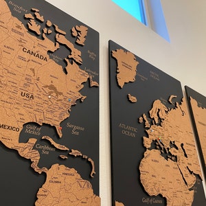 World Map Push Pin World Map Wall Art Wooden Travel Map - Etsy