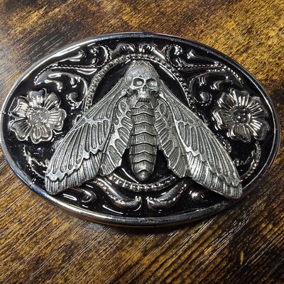 Large Dead Head Moth Belt Buckle Metal Insect Death Goth Punk Retro ...