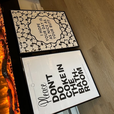 Retro Please Don't Do Coke in the Bathroom Print Beige Groovy Animated ...