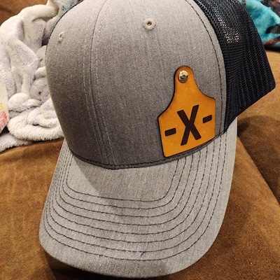 YOUR BRAND Leather Ear Tag Trucker Hat Personalized With Your Unique ...