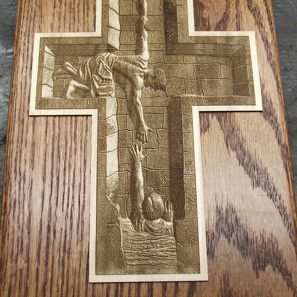 Digital Engraving File -jesus Cross Well 3D Illusion File for Wood ...