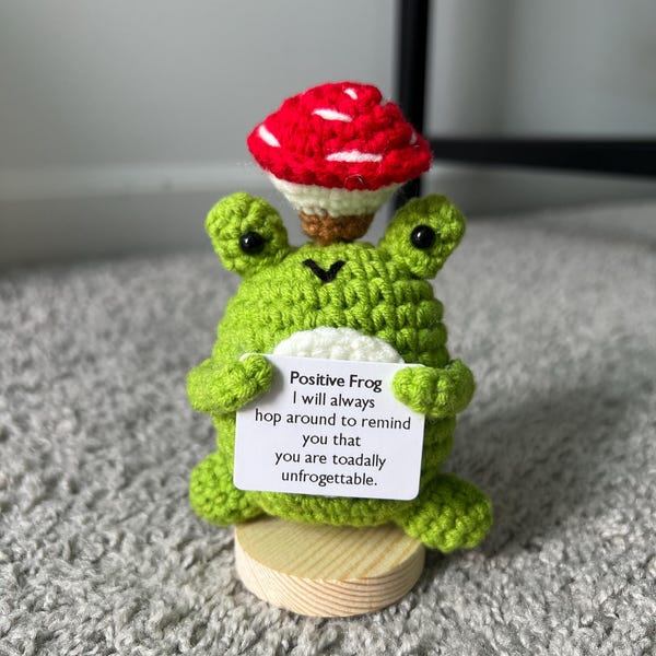 Handmade Crochet Emotional Support Frog and Sunflower Plant-emotional ...