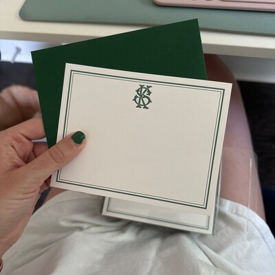 Personalized Note Cards Set, Monogram Stationery Monogrammed Note Card ...