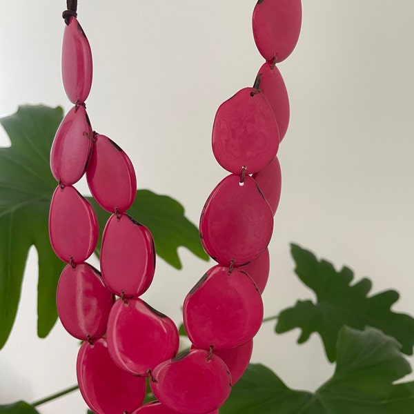 Red Flower Statement Necklace Tagua Jewelry Mothers Day Gifts Big Bold ...