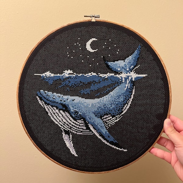 Whale Decor Cross Stitch Pattern PDF - Sea Ocean Modern Embroidery ...