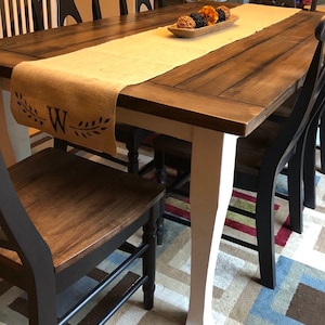 Monogram Letter Runner, Scroll Accent Runner,natural Burlap Table ...