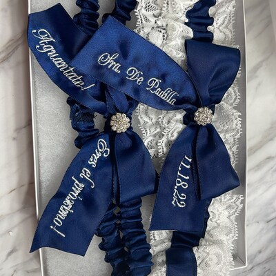 Navy Blue Personalized Bridal Garter Set, You're Next Modern Bridal ...