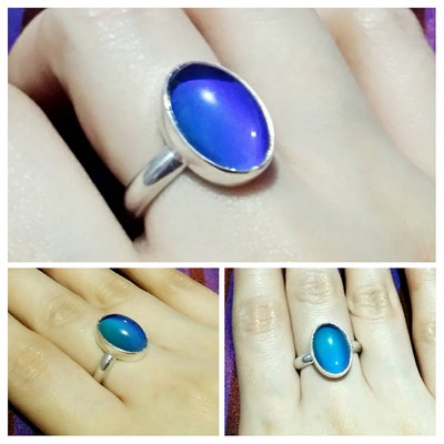 Mood Ring, Silver Mood Ring, Handmade Sterling Silver Smooth Bezel Med ...