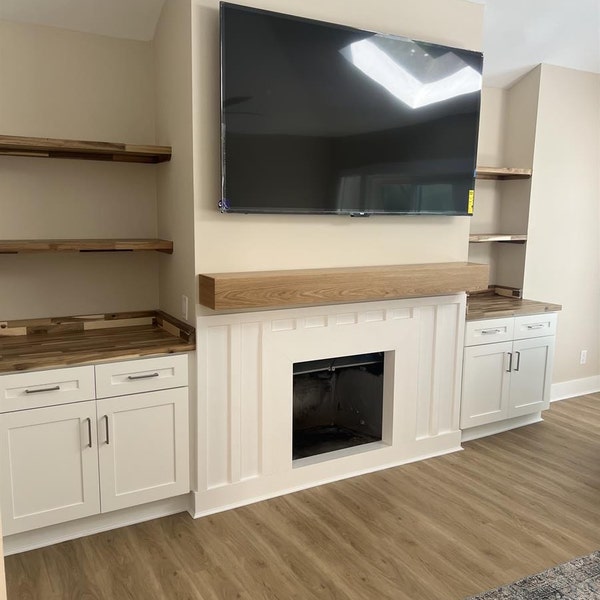 Set of 2 Square Floating Shelves. Solid Wood Shelves. Rectangle Shelf ...