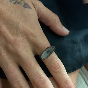 Tibetan Crystal Ring Raw Anthraxolite Crystal Ring Double Terminated ...