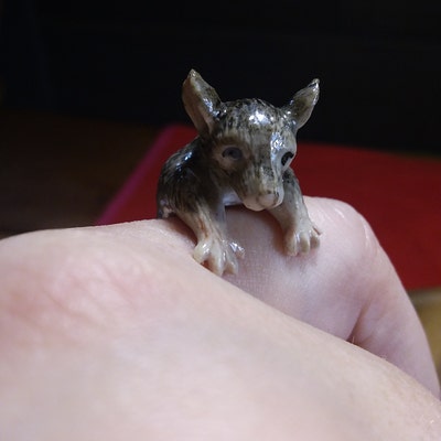 Rat Ceramic Animal Ring Rat Porcelain Ring for Animal Lover Collectible ...