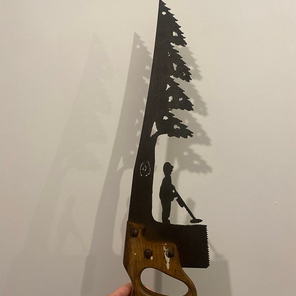 TIMBER Man Felling Tree Plasma Metal Art, Arborist Tree Surgeon Logger ...