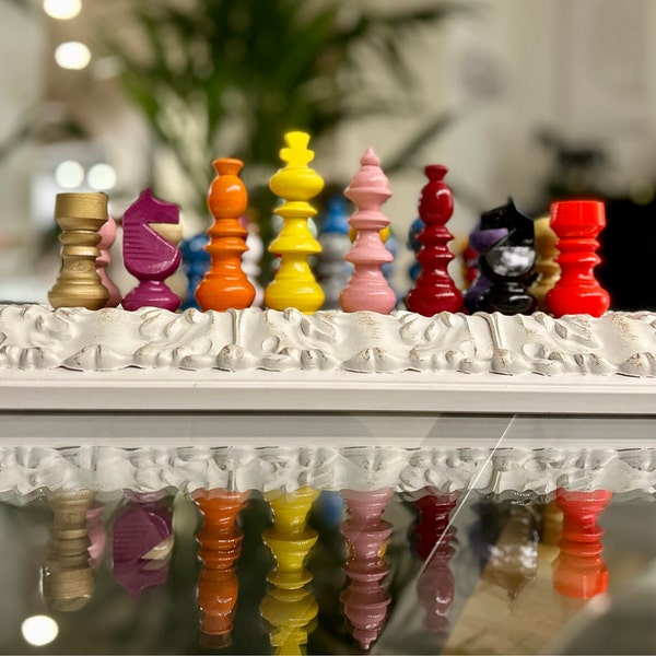 Hand Lathed Hazel Wood Chess Piece Set King 2.24 Inch or 5.7 Cm Red - Etsy