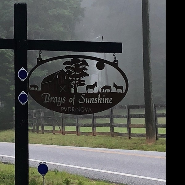 Metal DONKEY Sign With Barn and Donkeys Customized With Your Name - Etsy