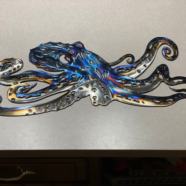 Octopus Kraken Torched Metal Wall Art - Etsy