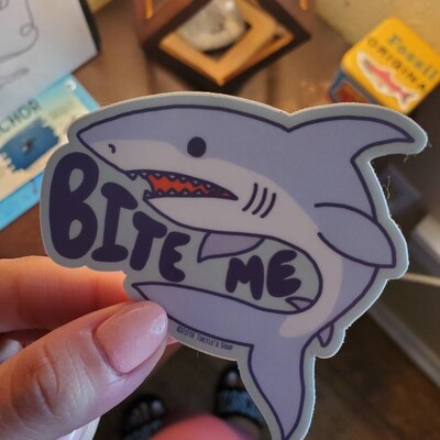 Bite Me, Shark Sticker, Funny Decals, Vinyl Stickers, Cute Stickers ...