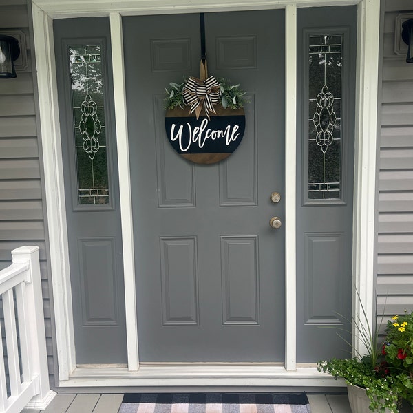 Front Door Decor Front Door Wreath Welcome Sign Front Door Sign Welcome ...