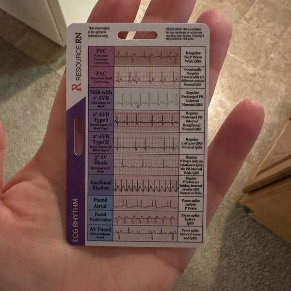 EKG STEMI Reference Tool - Horizontal and Vertical Badge Card Pocket ...