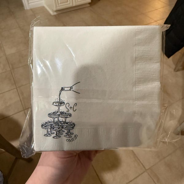 Custom Champagne Tower Cocktail Napkin | Wedding | Party | Bachelorette ...