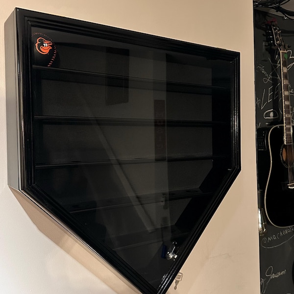 30 Baseball Display Case Cabinet Holder Rack Home Plate Shaped W/98% UV ...