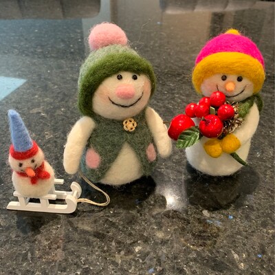 Needle Felted Snowman, Felted Christmas Decoration, Holiday Snowman, - Etsy
