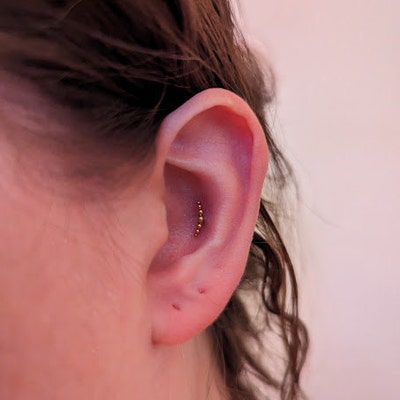 Gold Implant Grade Titanium Curved Beaded Labret for Conch, Flat ...